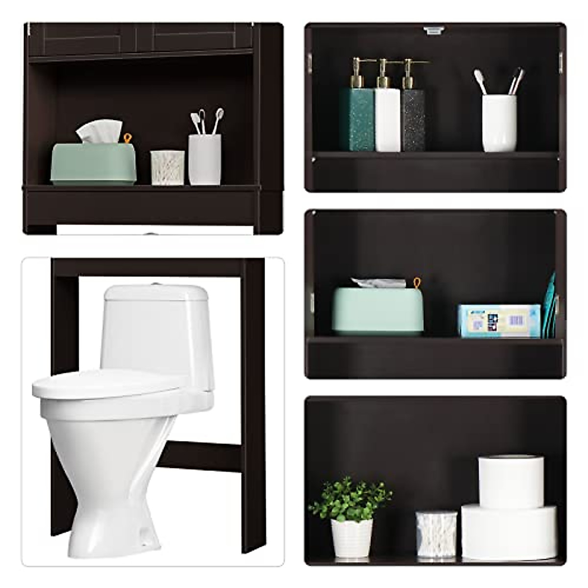 FCH Over The Toilet Storage Space Saver Bathroom Cabinet Organizer Storage Cabinet Brown