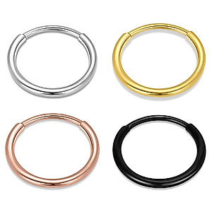 LovePiercing ASTM-F136 titanium earrings small hoop earrings for women septum rings nose rings 20G Silver(20G 14MM)