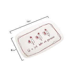 Creative Co-Op "Life is Just Better with Chickens" Stoneware Platter