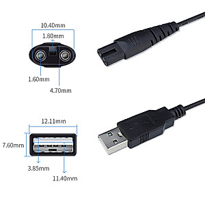 Generic USB Charging Cable and Charger Adapter for Water Flosser Portable Cordless Oral Irrigator Replacement Cable Compatible with Nicefeel VAVA BESTOPE Anjou Palotix Zerhunt Include AC Adapter）