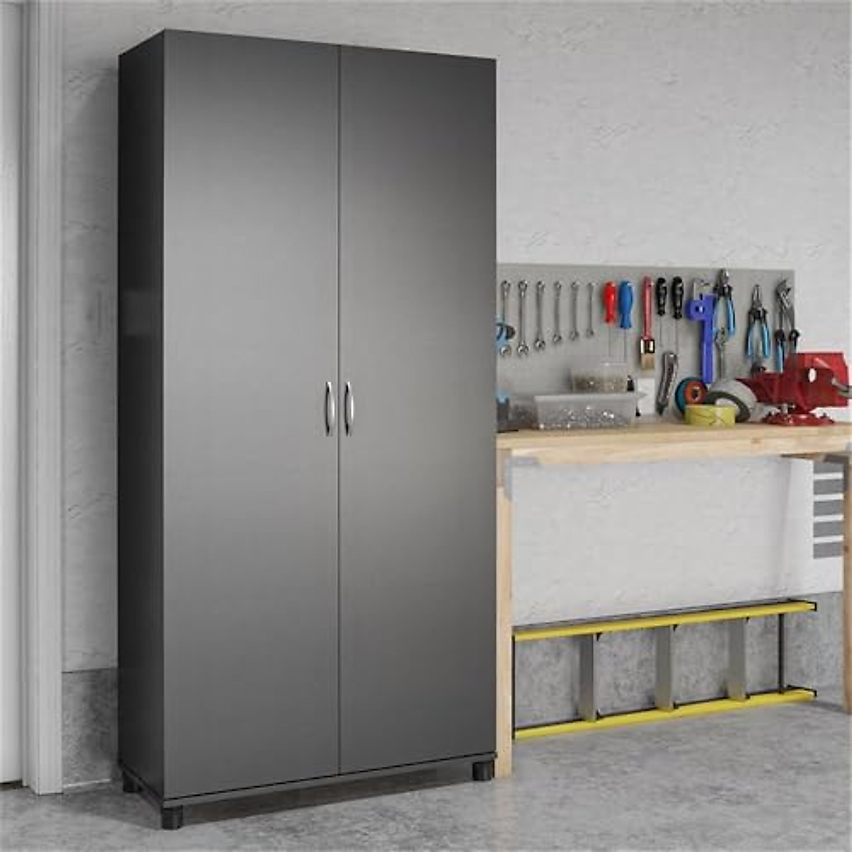 Pemberly Row Transitional 36" Utility Storage Cabinet in Black