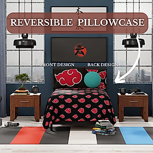 Franco Naruto Akatsuki Anime Bedding Super Soft Microfiber Twin XL Sheet Set, (Official Licensed Naruto Product)