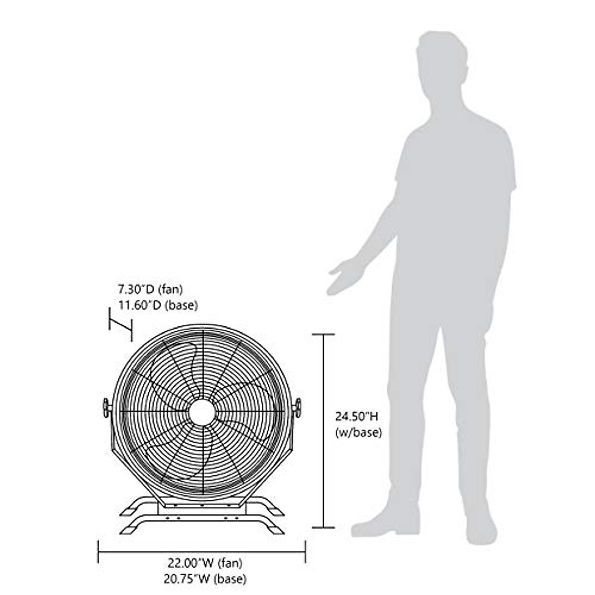 NewAir 20” Outdoor Rated 2-in-1 High Velocity Floor or Wall Mounted Fan with 3 Fan Speeds and Adjustable Tilt Head, NIF20CBK00