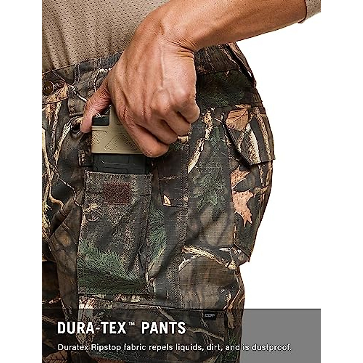 CQR Men's Tactical Pants, Water Resistant Ripstop Cargo Pants, Lightweight EDC Work Hiking Pants, Outdoor Apparel, Duratex Mag Pocket Print Hunting Camo, 36W x 32L