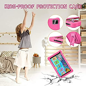 Tablet 7 inch Android 11 for Kids(Ages 3-12), 3GB RAM 32GB ROM 128GB Expand,Google Certificated, Software Pre-Installed, Bluetooth, WiFi, Dual Camera,with Shockproof Case-Pink…
