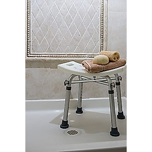 Dr. Kay’s Adjustable Bath Chair with Unique Heavy Duty Crossbar Supports, Shower Stool, Bathroom Chair, Safety Handicap Shower Chair for Inside Shower Seat, Shower Bench, 350 lb Capacity
