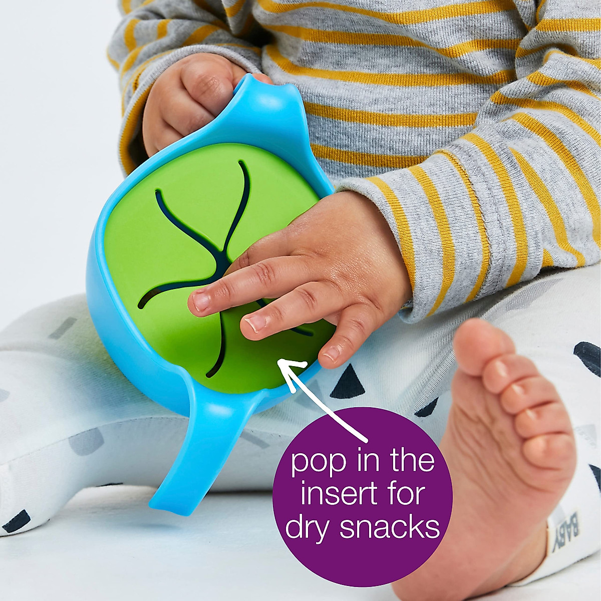 b.box 3 in 1 Toddler Bowl | Includes Straw, Lid & No Spill Snack Insert | Dishwasher & Microwave Safe | BPA Free | Ages 6 mo+ (Ocean Breeze, 8.5 oz)