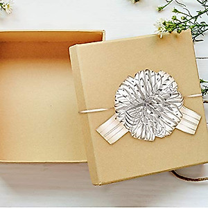 WILLBOND 10 Pieces Christmas Pull Bow 6 Inches Large Organza Bow Silver Pull Bows Christmas Wrapping Bows for Wedding Car Halloween Easter Decoration