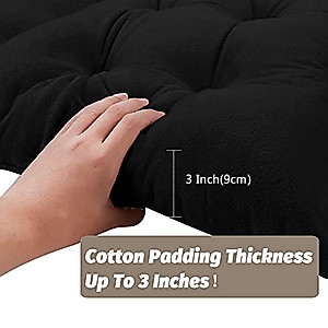 Big Hippo Rocking Chair Cushion,Soft Thicken Rocking Chair Cushion Set with Detachable Neck Pillow Back Support,Comfy Chair Cushion Pad with Ties for Outdoor Indoor Home Office,Black