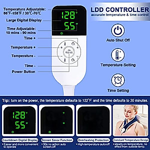 JOBYNA Neck Electric Heating Pad, Only 0.4in Thick & 4oz Portable Heat Pad for Arm/Leg/Neck Pain Relief, 5S Fast-Heating Heat Therapy Neck Warmer 86-158℉ Continuous Setting|10-90min Timer(Navy)