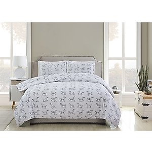 Melange Home Horses 400 Thread Count Cotton Duvet Set, Twin/Twin XL,Grey