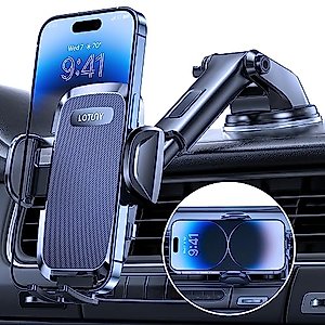 LOTUNY Universal Phone Mount for Car, [Powerful Suction] Hands-Free Cell Phone Holder Car, Phone Holder for Car Dashboard Windshield Air Vent, Compatible with iPhone 14 13 12 11 Pro Max All Phones