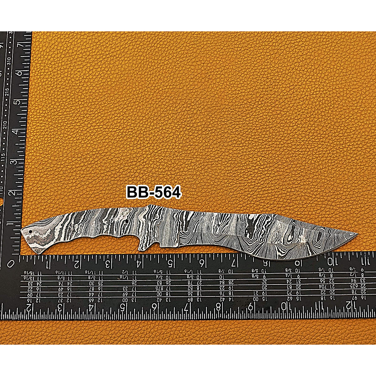 11 inches Long Kukri Point Dao Blank Blade, Hand Forged Twist Pattern Damascus Steel Hunting Knife Blade, 5" Finger Serrated Space with Finger Guard, 6" Sharp Cutting Edge