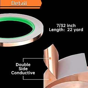 Double Sided Conductive Copper Foil Tape for Stained Glass Welding, Electrical Repairs 2Pcs (7/32 inch)