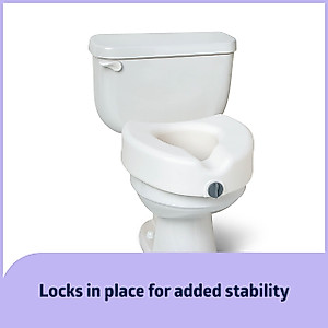 Medline 5" Raised Toilet Seat with Lock, No Arms, White, 400 lb Capacity - Easy Installation - Elderly & Disabled Bathroom Aid