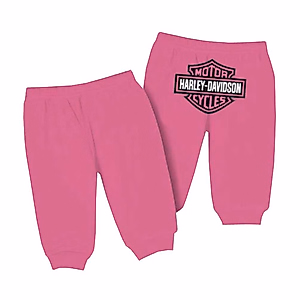 Harley-Davidson Baby Girls' Glitter Bar & Shield Pants, Pink 4000603 (12M)
