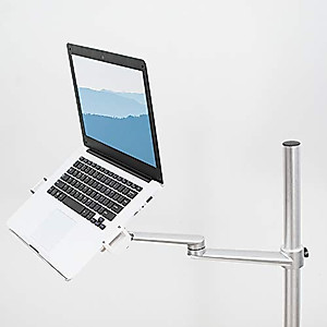 VIVO Aluminum Laptop Floor Stand for 4 to 14 inch Mobile Phones & Tablets, 12 to 17 inch Laptops, Height Adjustable 360 Degree Rotating Arm with Ventilated Tray, Silver STAND-LAP1F