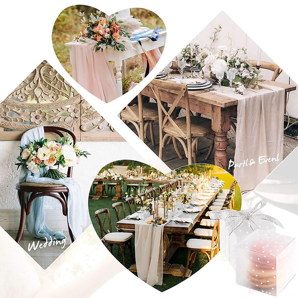 Ocmoiy 50Pcs Clear Favor Boxes for 2 Macarons 2 x 2 x 2 Inches White Dot Minigift Candy Boxes with Silver Ribbons Wedding Bridal Shower Baby Shower Christmas Party Favor Boxes