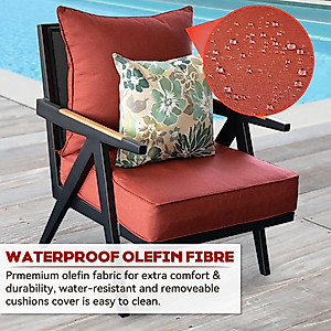 24x24 Outdoor Cushions,Outdoor Deep Seat Cushion Set,Olefin Fabric Patio Furniture Cushions,Deep Seat Bottom and Back Cushion for Chair,Sofa, and Couch,Ruby Red (Set of 2 Seats,2 Backs,2 Pillows)