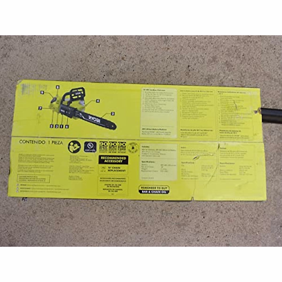 Ryobi 14 in. 40-Volt Baretool Brushless Lithium-Ion Cordless Chainsaw, 2019 Model RY40530, Li-Ion 40V, (Battery and Charger Not Included)