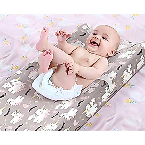 Jersey Knit Ultra Soft Change Pad Cover Set-Cradle Sheet Change Table Sheets for Girls,Fit 32"/34"x 16" Pad, Comfortable Cozy 2 Pack, Unicorn Pink