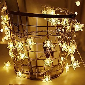 Fairy Lights, Star Stirng Lights 34 FT 100 LED, Indoor Twinkle Lights with 8 Modes, USB Hanging Wall Lights with Remote Control, Wedding Bedroom Party Christmas Decorations (Warm White)