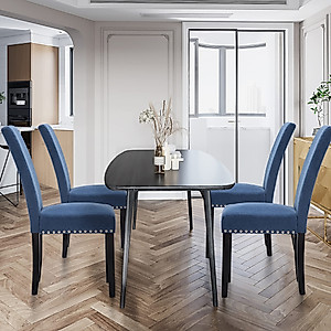LSSPAID Dining Chairs, Fabric Padded Dining Room Chairs, Nail Head Trim Dining Chair, Blue, Set of 4