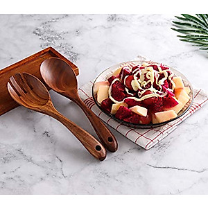 NAYAHOSE Wooden Spoons for Cooking, 6 Pcs Wooden Utensils for Cooking, Natural Teak Wood Non-Stick Cooking Spoons, Comfort Grip Wood Utensils Set for Kitchen