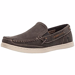 Margaritaville Men's Dock Boat Leather Lace, Lightweight Slip On Shoes, Black, 10