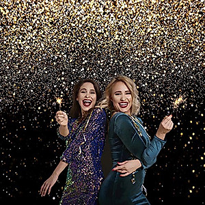 WOLADA 10x10FT Gold Backdrop Glitter Backdrop Gold Spots Bokeh Backdrop Black and Gold Backdrop Wedding Backdrop Gold Backdrop for Parties Vinyl Photography Backdrop 11176