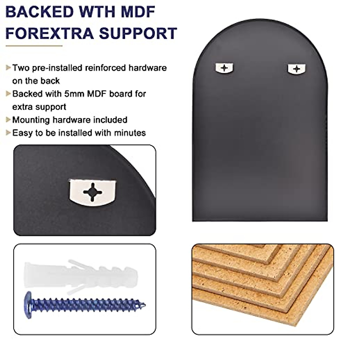 NUTTUTO Arched Mirror, 20"x28" Black,Vanity Mirror for Wall, Arched Decorative Mirror, Metal Frame, HD Glass, Engineered Wood Backboard,Wall Mount Hangs Vertical Mirror