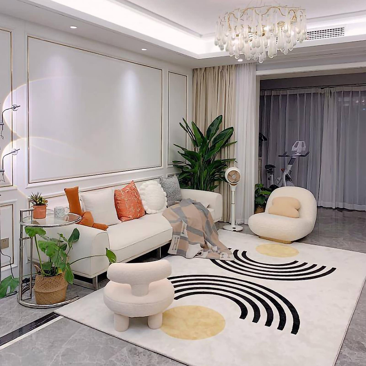 LUGSHIREE Ottoman Pouf Boucle Chair,Small Upholstered Tufted Foot Stool Sheep Ottoman for Living Room Bedroom Home Decor(White)…