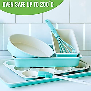 GreenLife Bakeware Healthy Ceramic Nonstick, 13" x 9" Rectangular Cake Baking Pan, PFAS-Free, Turquoise