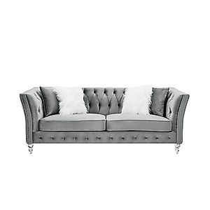 BeiXuan Modern Wood Frame Convertible Loveseat Sofa Bed,2-Seat Couch Leisure Chair with Upholstery Pillows,for Living Room/Reading/Bedroom/Apartment/Small Space,Black Velvet