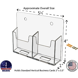 Marketing Holders 2 Pack Vertical Business Card Holder Wall Mount with Hanging Hardware Holds 2" x 3.5" Appointment Cards for Medical Facilities Gift Cards ID Badges Clear Acrylic Display Rack