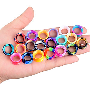 Longbeauty 40PCS Soft Silicone Ear Gauges Flesh Tunnels Plugs Stretchers Expander Camouflage Pattern Ear Piercing 2g-16mm