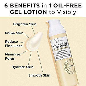 IT Cosmetics Confidence in a Gel Lotion - Oil-Free Face Moisturizer - Lightweight & Hydrating - With Ceramides - 2.5 fl oz