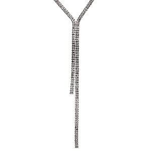 Sither Silver Crystal Necklace for Women Long Sweater Chain Statement Necklace for Wedding Jewelry for Dressy Winter Evening Party