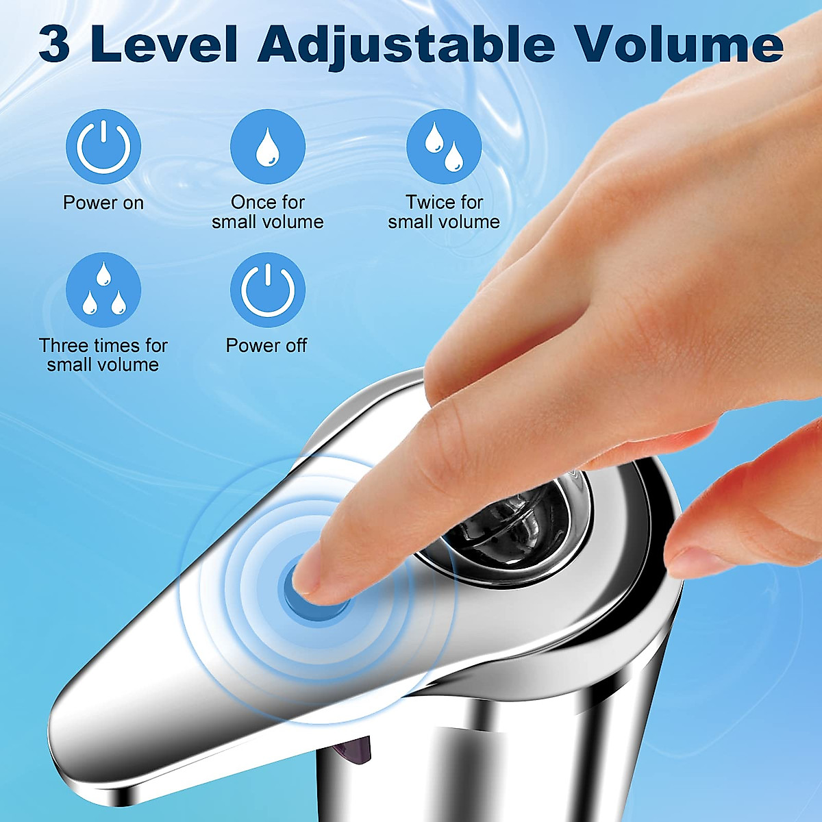 Automatic Soap Dispenser, Touchless 3-Level Adjustable Hand Sanitizer Dispenser, Equipped Upgraded Waterproof Base Infrared Sensor, Stainless Steel Liquid Soap Dispenser for Kitchen Bathroom (280ml)