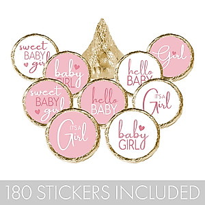 Pink It's a Girl Baby Shower Chocolate Kisses Party Favor Candy Stickers - Sweet Baby Girl - 180 Count