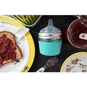 Mason Bottle Silicone Sleeve: Fits Any 4 Ounce Regular-Mouth Mason Jar, Extra Grip and Protection, Non-Toxic, Dishwasher Safe, Made in The USA (Agave Color)