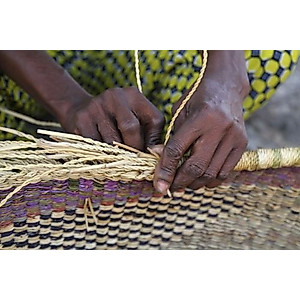 Fair Trade Ghana Bolga African Large Market Basket 16-17.5" Across, 92616