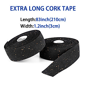 LSSH Bike Handlebar Tapes, Cork Bike Handlebar Tape, Bicycle Bar Tape, Cycling Handle Wraps, EVA Road Bike Handlebar Tape – 2 Rolls (Black)