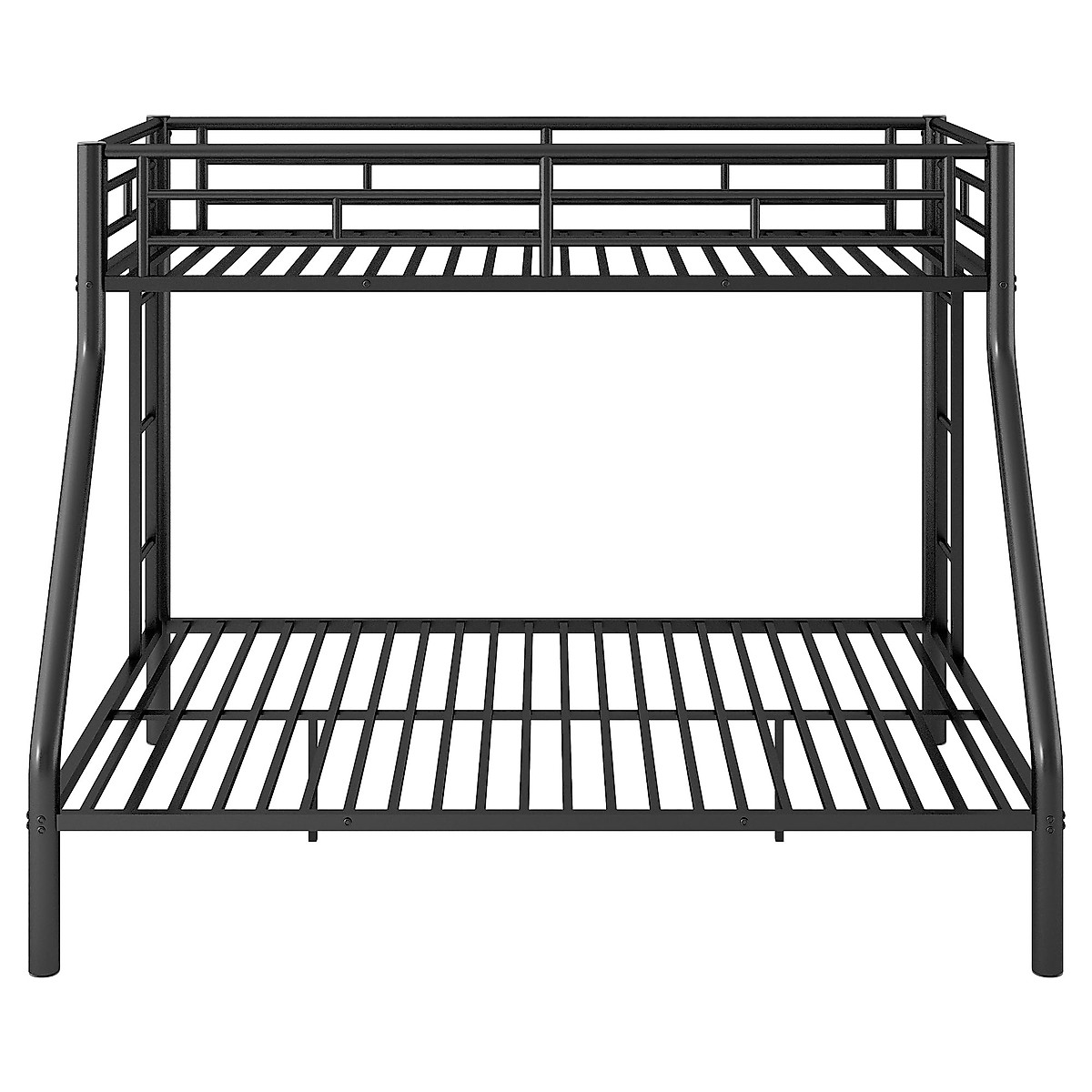 Twin XL Over Queen Bunk Bed for Boys/Girls/Teens/Adults, Heavy-Duty Metal Bunk Beds Frame with 2 Ladders & High Guardrails, Under Bed Storage Space, Noise Reduced, No Box Spring Needed,Black