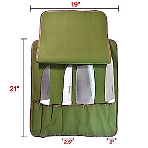 Hide & Drink, Durable Leather Knife Roll With Durable Water Resistant Canvas Lining (8 pockets) Handmade :: Bourbon Brown