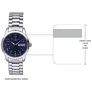 Timex Men's South Street Sport 36mm Watch – Silver-Tone Case Blue Dial with Silver-Tone Stainless Steel Expansion Band