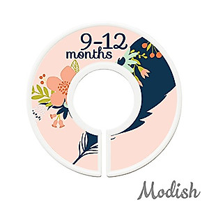 Modish Labels Baby Clothes Size Dividers, Baby Closet Organizers, Size Dividers, Baby Closet Organizers, Closet Dividers, Clothes Organizer, Girl, Boho, Tribal, Feathers, Flowers, Birds (Baby)