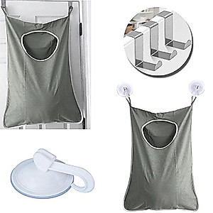 CMJLBM Oxford Fabric Space Saving Door-Hanging Laundry Hamper Bag with Pocket Foldable Large Dirty Clothes Storage Organizer with 2 Stainless Steel Door Hooks & 2 Suction Cups for Bedroom (Pink)