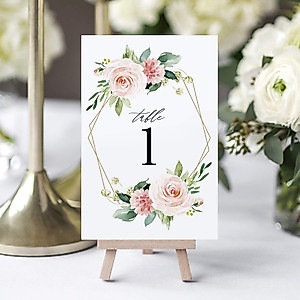 Bliss Collections Table Numbers, Geometric Floral, Double-Sided Cards Plus Head Table Card for Your Wedding, Reception, Anniversary, Birthday Party or Celebration, 4"x6" (1-25 Plus Head Table Card)