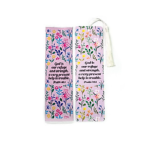 Fabric Bible Bookmark with Bonus Tassel Bookmark - Psalm 46:1: God Is Our Refuge and Strength Bible Book Markers - Christian Bookmarks for Women - Religious Bookmarks - Christian Gifts for Women
